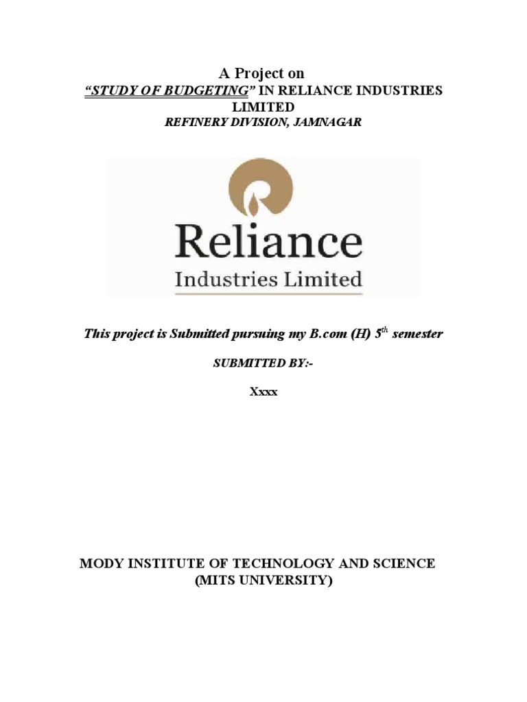 Reliance Project | PDF | Capital Expenditure | Expense