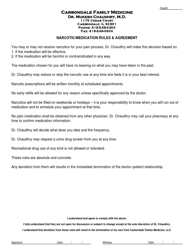 Narcotic Use Agreement Guidelines | PDF | Self-Improvement | Wellness