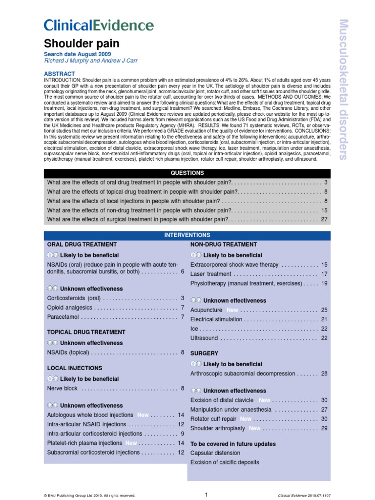 Shoulder Pain | PDF | Randomized Controlled Trial | Arthritis