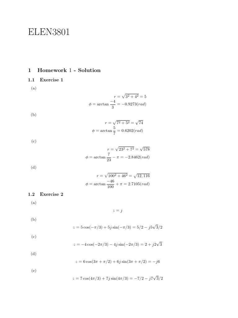 ELEN3801: 1 Homework 1 - Solution | PDF | Trigonometric Functions | Sine