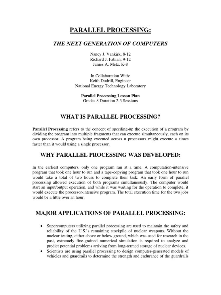 Parallel Processing The Next Generation Of Computers Pdf Parallel Computing Supercomputer