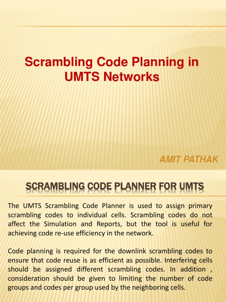 Scrambling Code Planning in UMTS Networks: Amit Pathak | PDF | Database ...