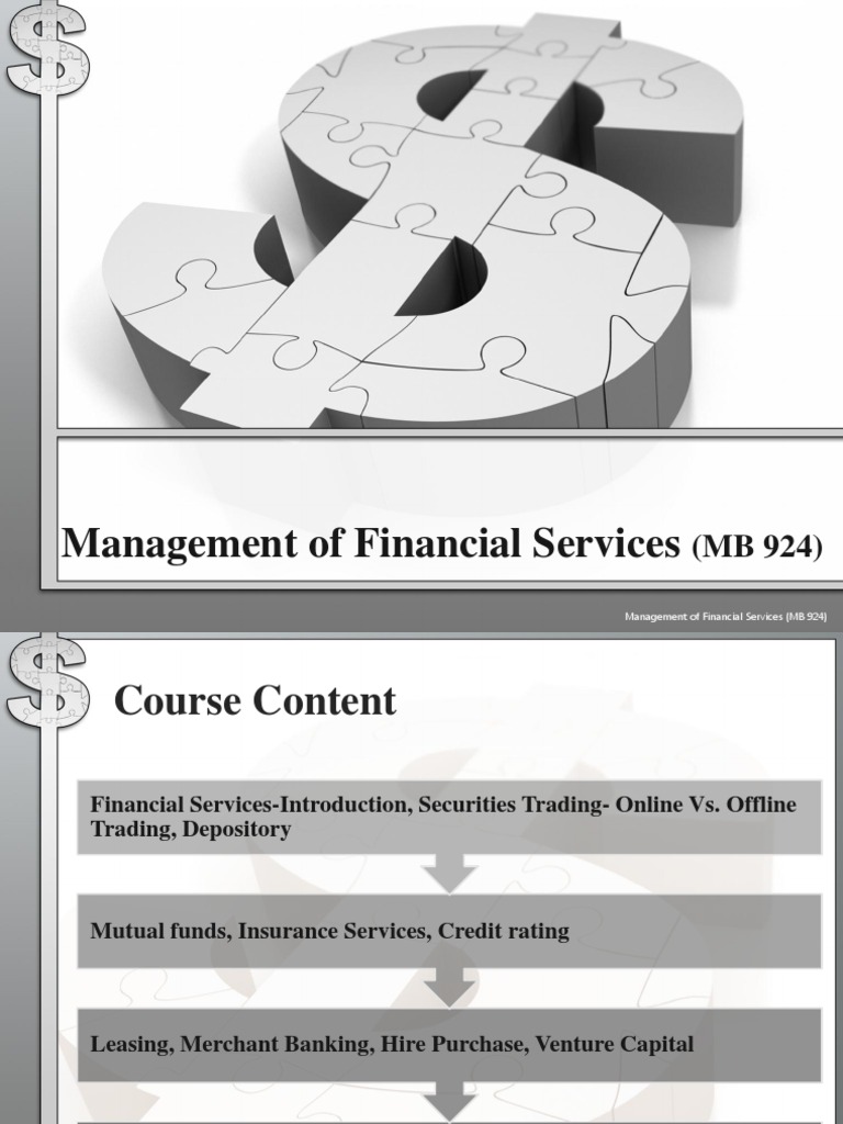 Management of Financial Services (MB 924) | PDF | Financial Markets ...