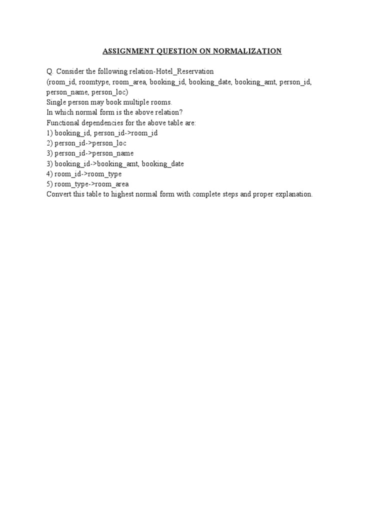 Assignment Question On Normalization | PDF