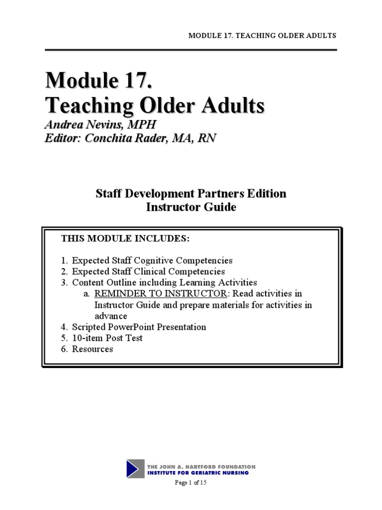 Module 17 Teaching Older Adults | PDF | Adult Education | Memory