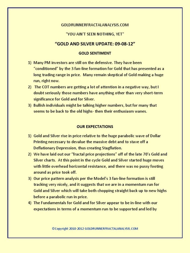 Gold and Silver Update: 09-08-12 | PDF | Advice (Opinion) | Silver