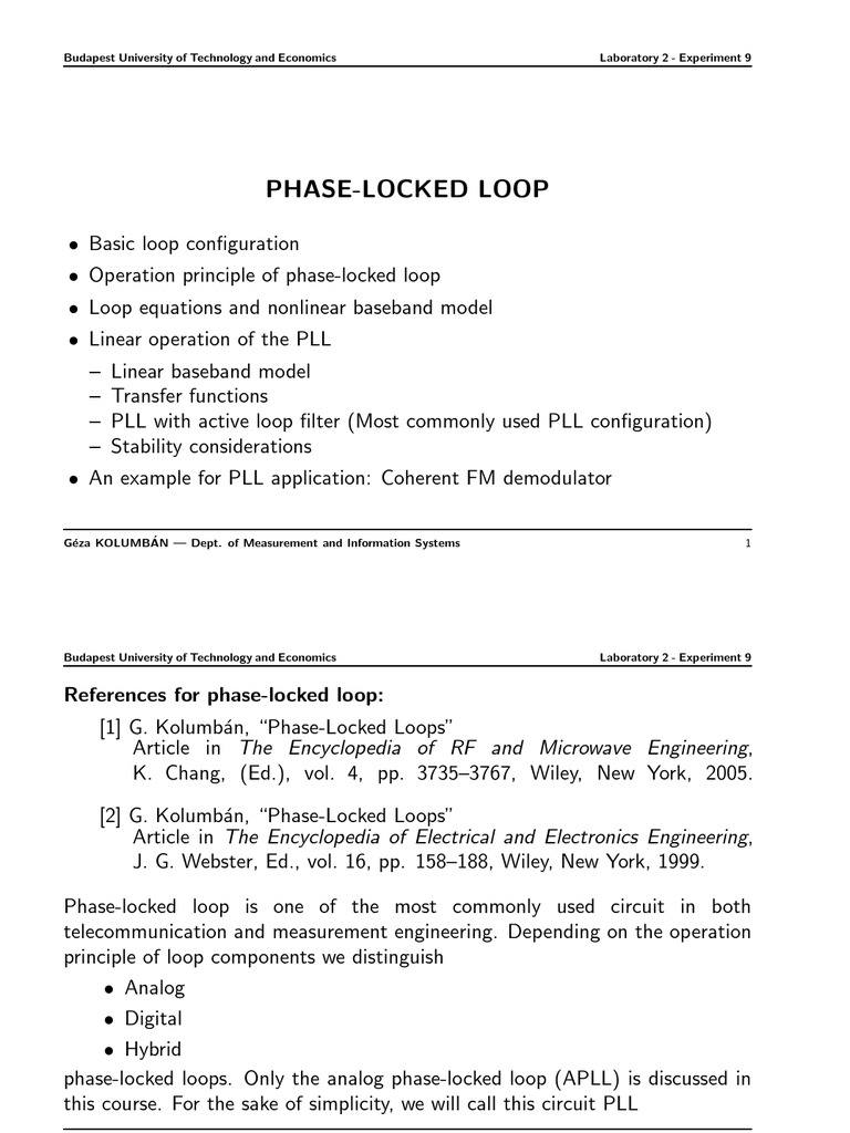 Lab2 PLL Slides | PDF | Detector (Radio) | Electronic Circuits