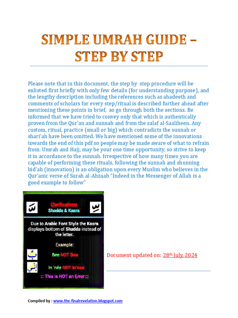 Simple Umrah Guide - Step by Step Umrah | PDF | Hajj | Semitic Words ...