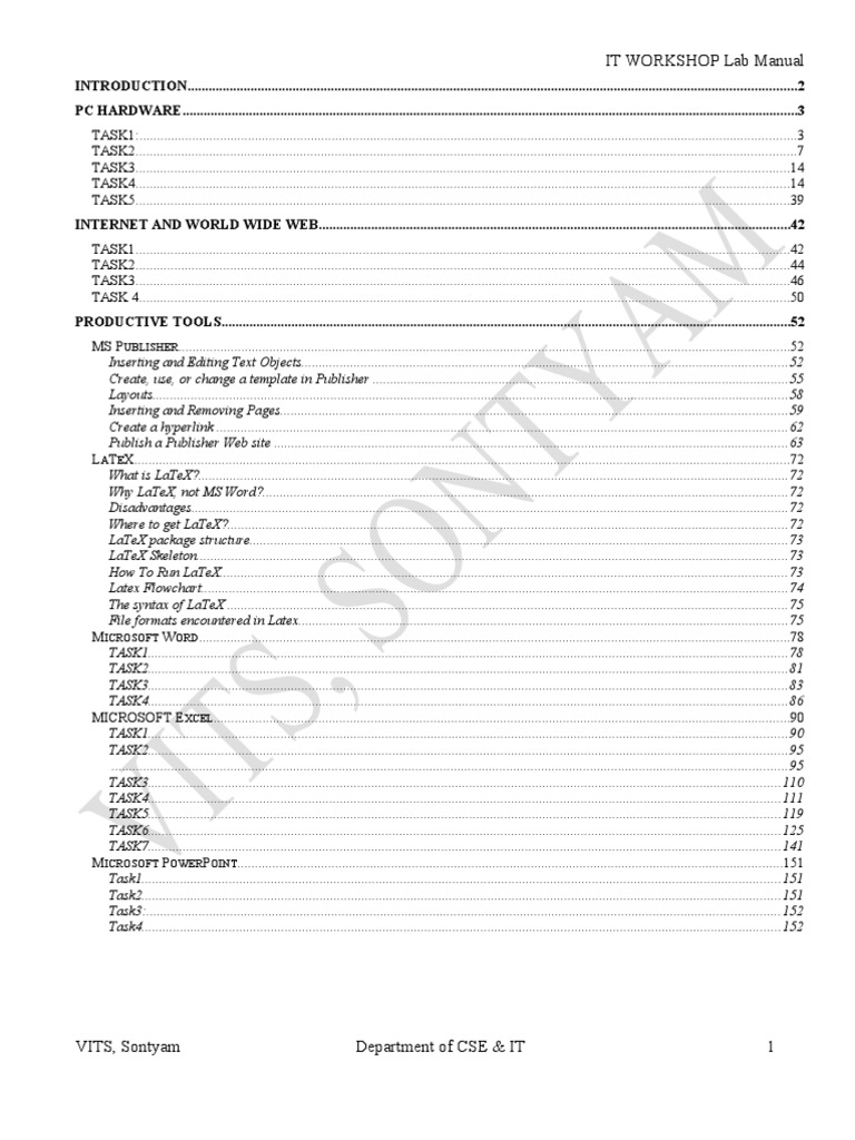 IT Workshop Lab Manual Overview | PDF | Bios | Personal Computers