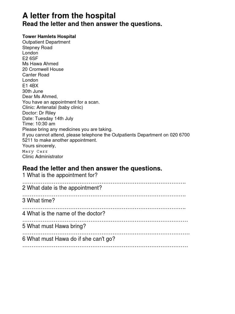 NHS Appointment Confirmation Letter | PDF