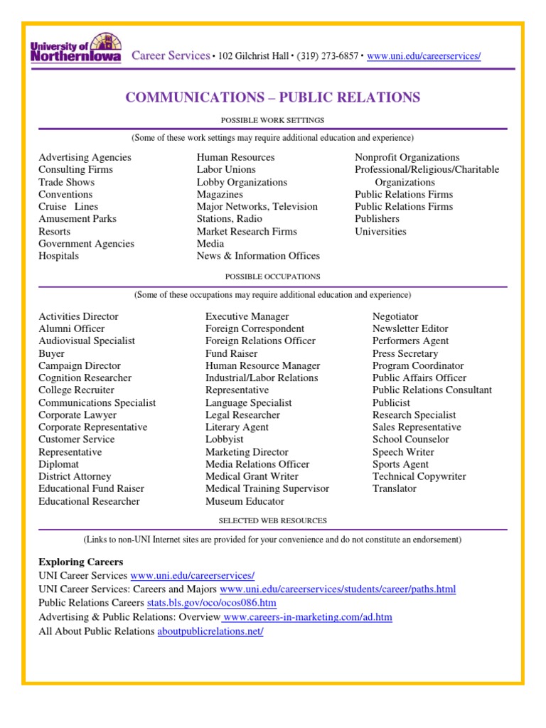 Public Relations Career Opportunities | PDF | Public Relations | Internet
