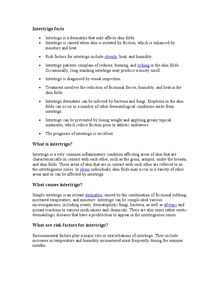 Intertrigo Facts | PDF | Medical Diagnosis | Topical Medication