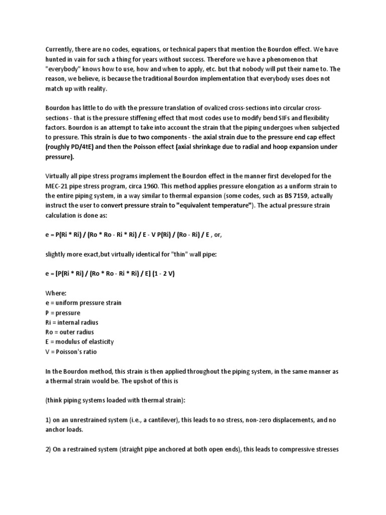 Bourdon Pressure Effect | PDF | Stress (Mechanics) | Building Engineering