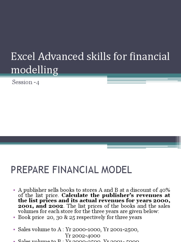 Excel Advanced Skills For Financial Modelling | PDF | Formula ...