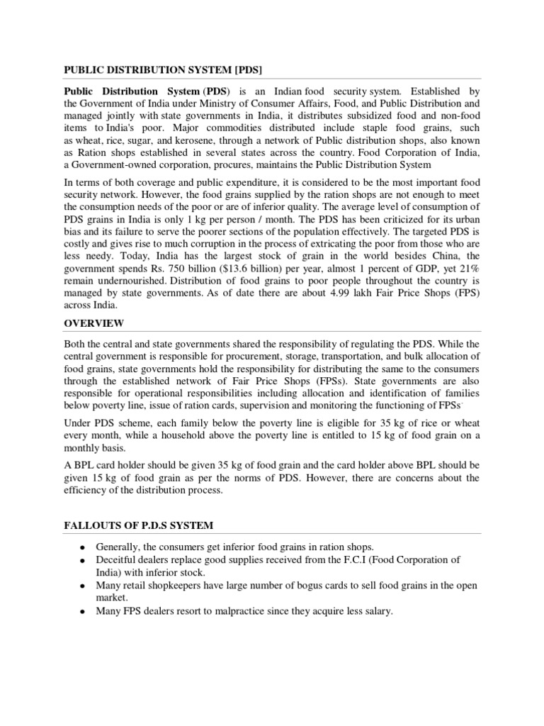 Challenges in India's Public Distribution System | PDF | Economies ...