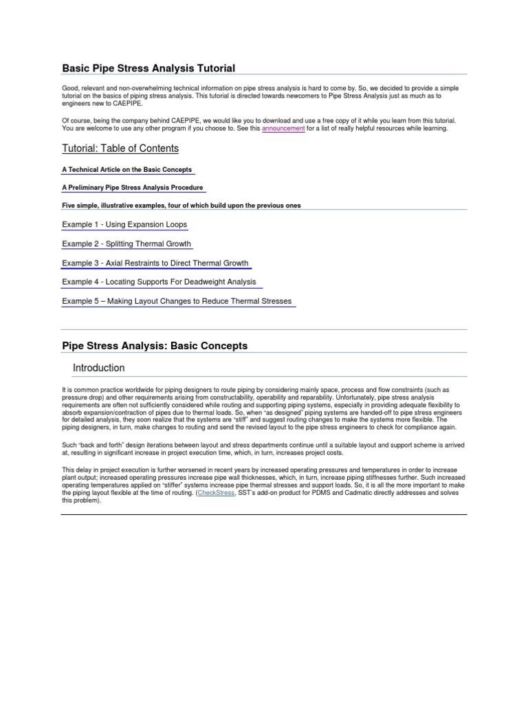 Basic Pipe Stress Tutorial | PDF | Stress (Mechanics) | Pipe (Fluid ...