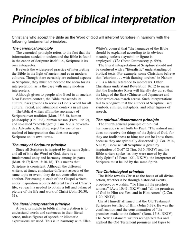 Principles of Biblical Interpretation | PDF | Bible | Biblical Hermeneutics