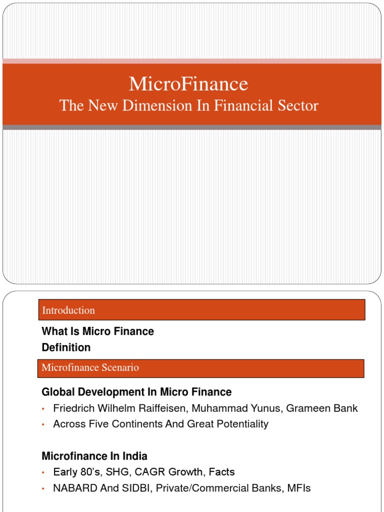 Introduction To MicroFinance | PDF | Microfinance | Banks