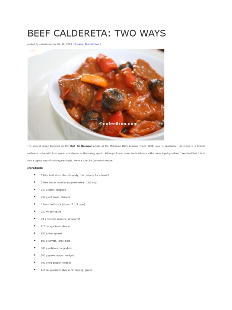 Beef Caldereta | Beef | Stew