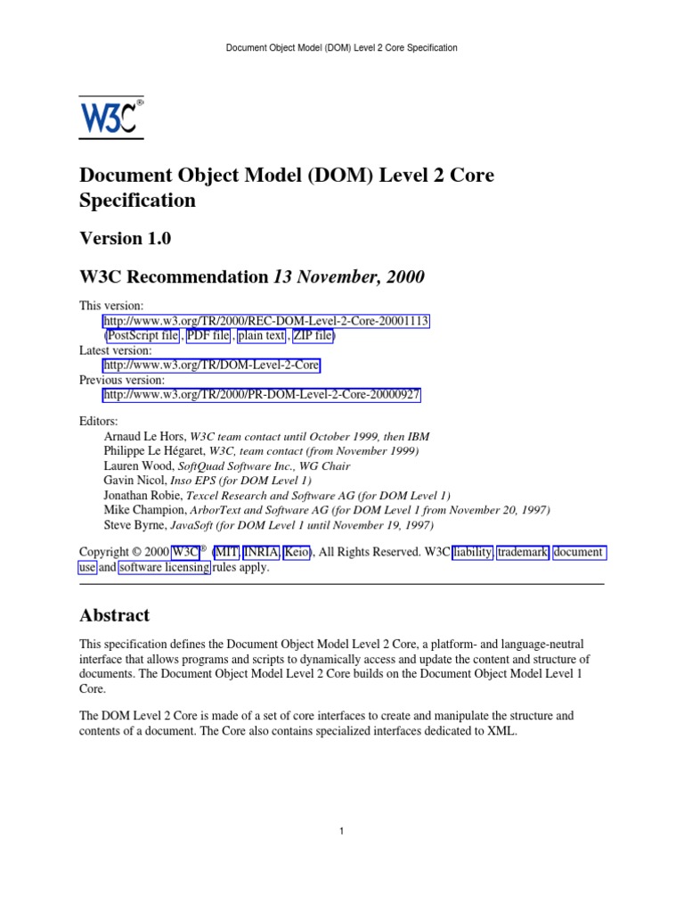 DOM2-Core, HTML | Download Free PDF | Document Object Model ...