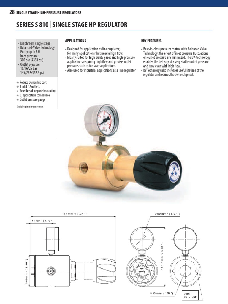 Series S 810 Single Stage HP Regulator: Applications Key Features | PDF ...