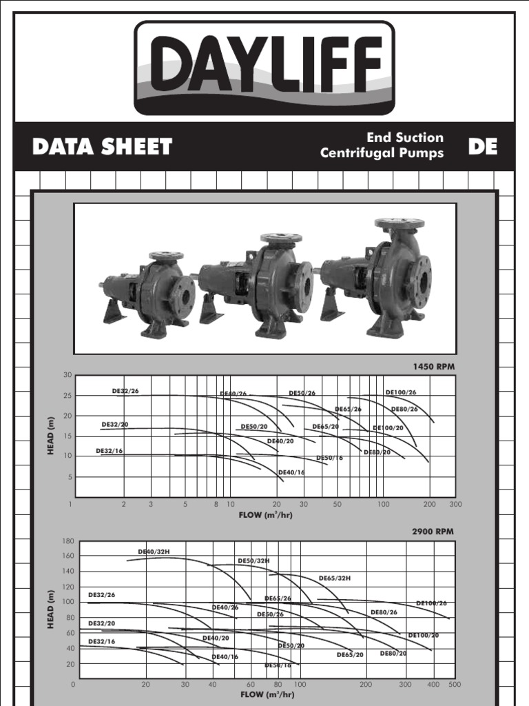 Data Sheet DE: End Suction Centrifugal Pumps | PDF | Pump | Machines