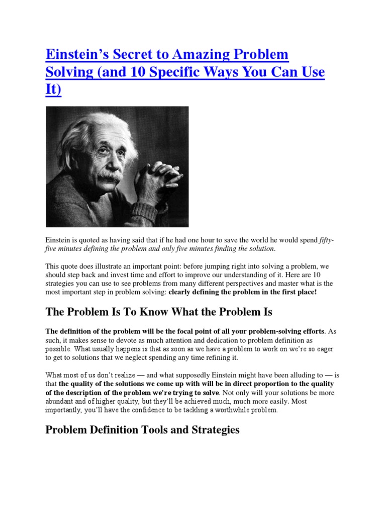 Einstein's Secret To Amazing Problem Solving (And 10 Specific Ways You ...