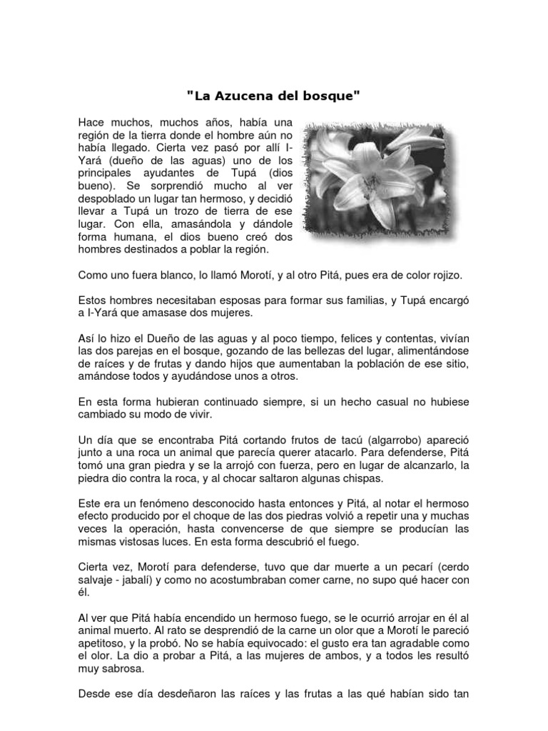 La leyenda de la Azucena del bosque | PDF | Carne