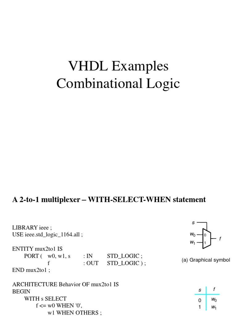VHDL Examples - Combinational Logic | PDF