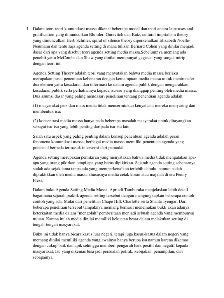 Teori Agenda Setting | PDF