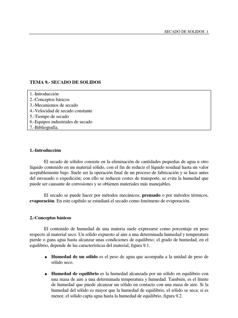 Secado de Solidos PDF | PDF | Humedad | Evaporación