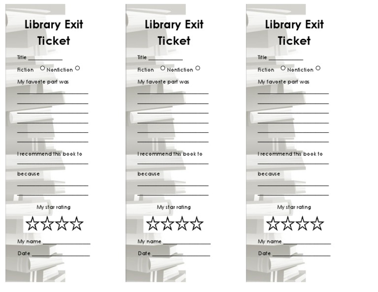 Library Exit Ticket Library Exit Ticket Library Exit Ticket | PDF ...