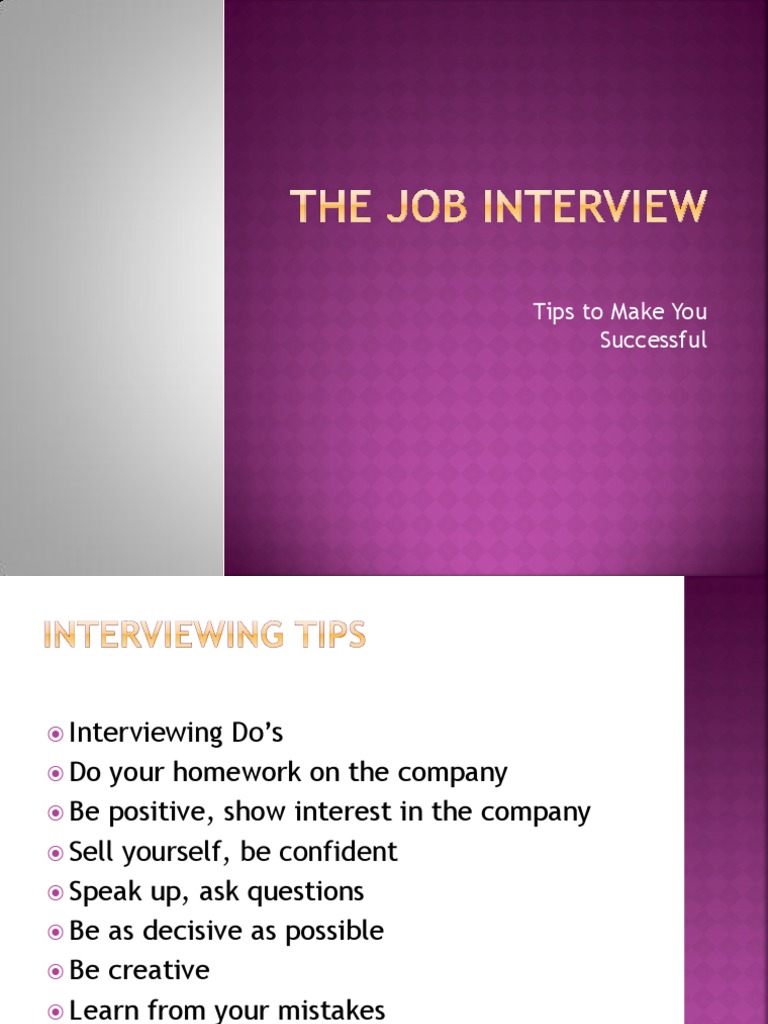 Tips To Make You Successful | PDF | Interview | Job Interview