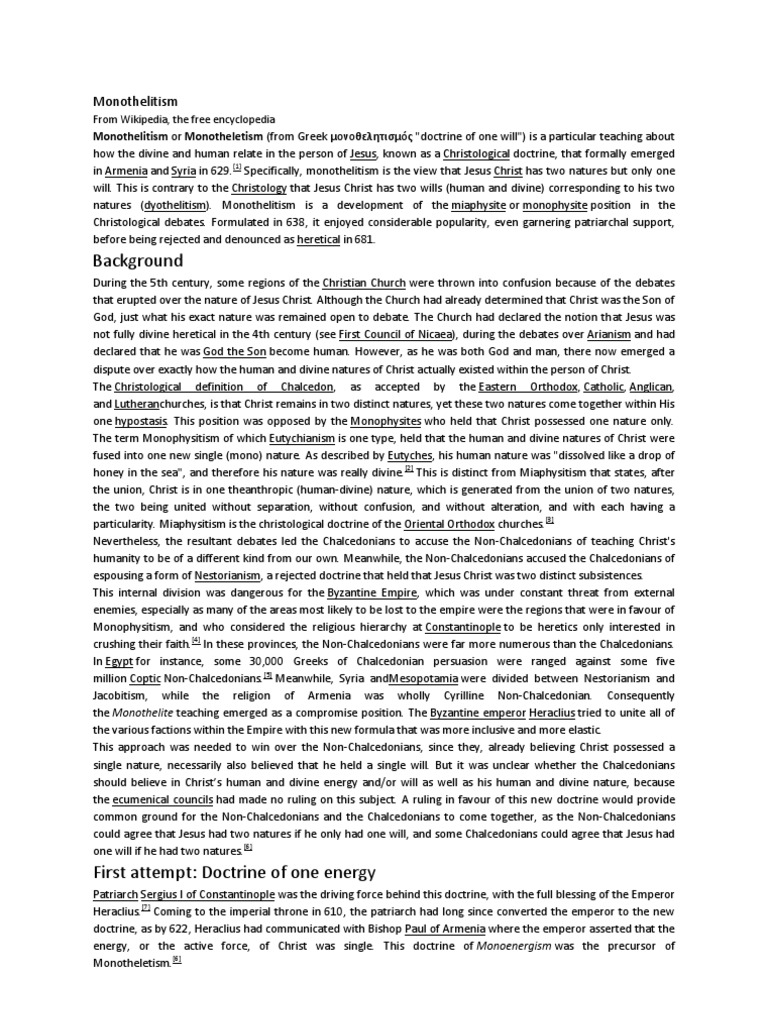 Monothelitism | PDF | Christianity Of The Middle Ages | Christian ...