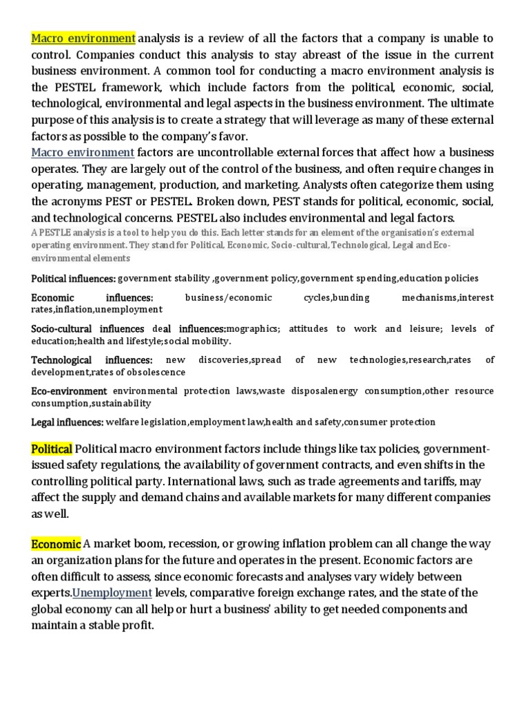 Macro Environment | Macroeconomics | Economics