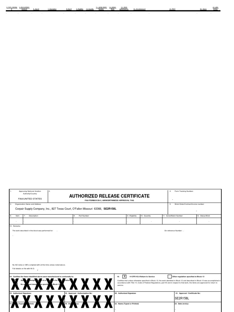FAA Form 8130-3 Airworthiness Certificate | PDF | Computing | Government