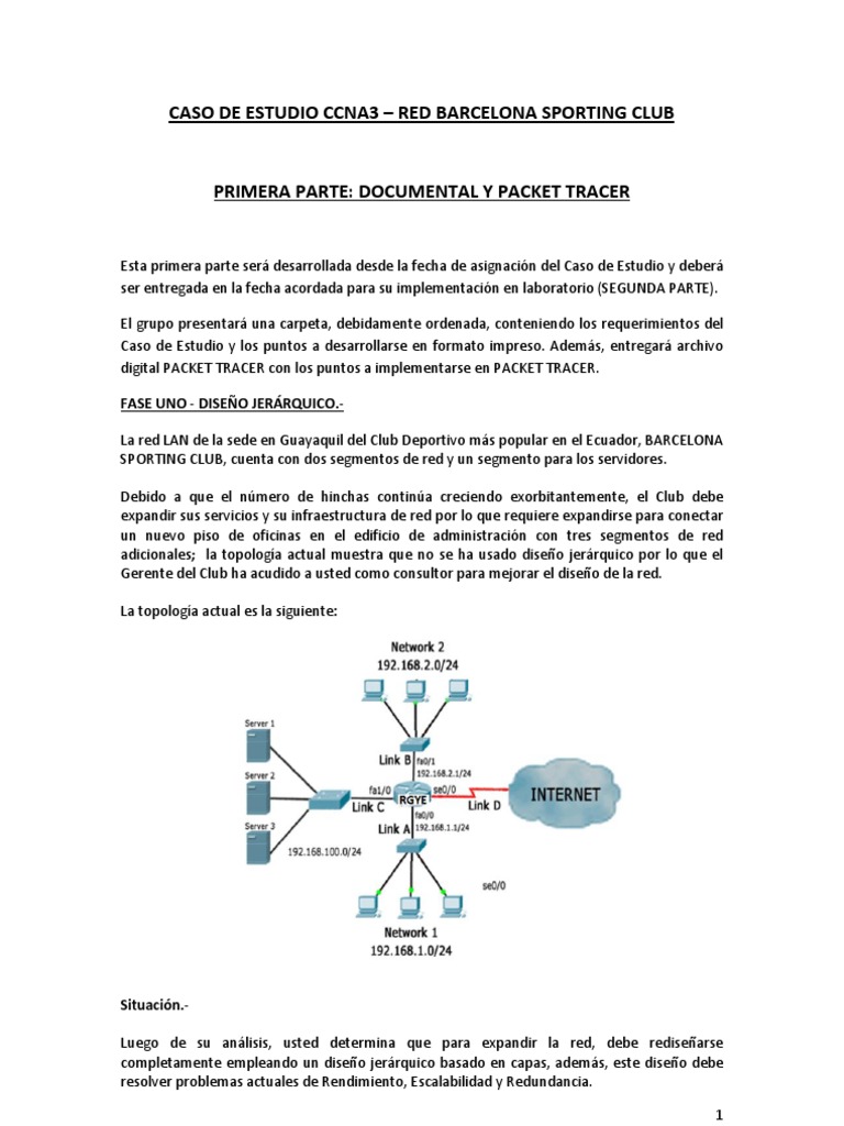 Caso de Estudio Ccna3 - BSC | PDF | Conmutador de red | Enrutador (Computación)