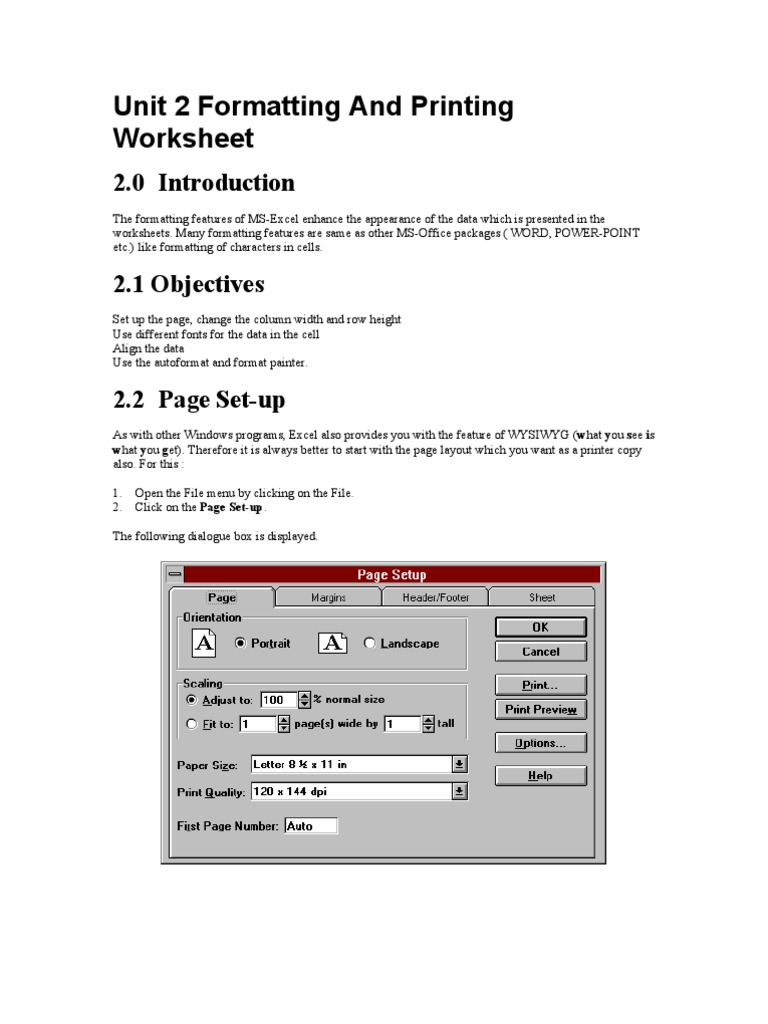 Excel Formatting and Printing Guide | PDF | Typefaces | Microsoft Excel