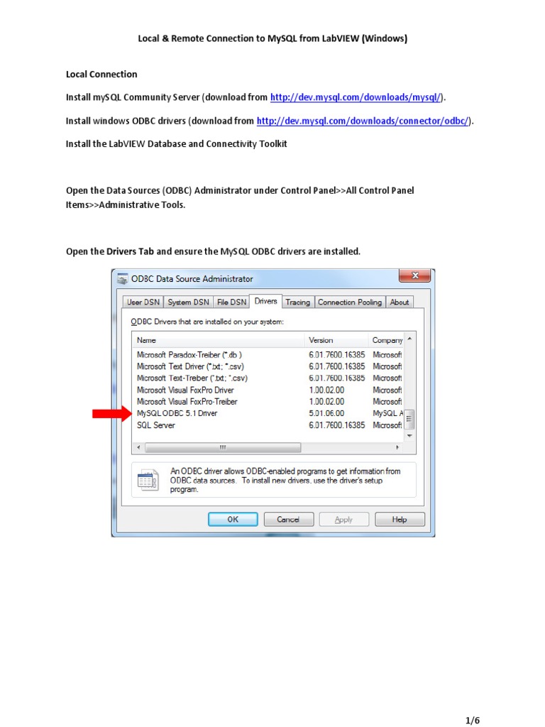 Connect MySQL to LabVIEW on Windows | PDF | My Sql | Databases