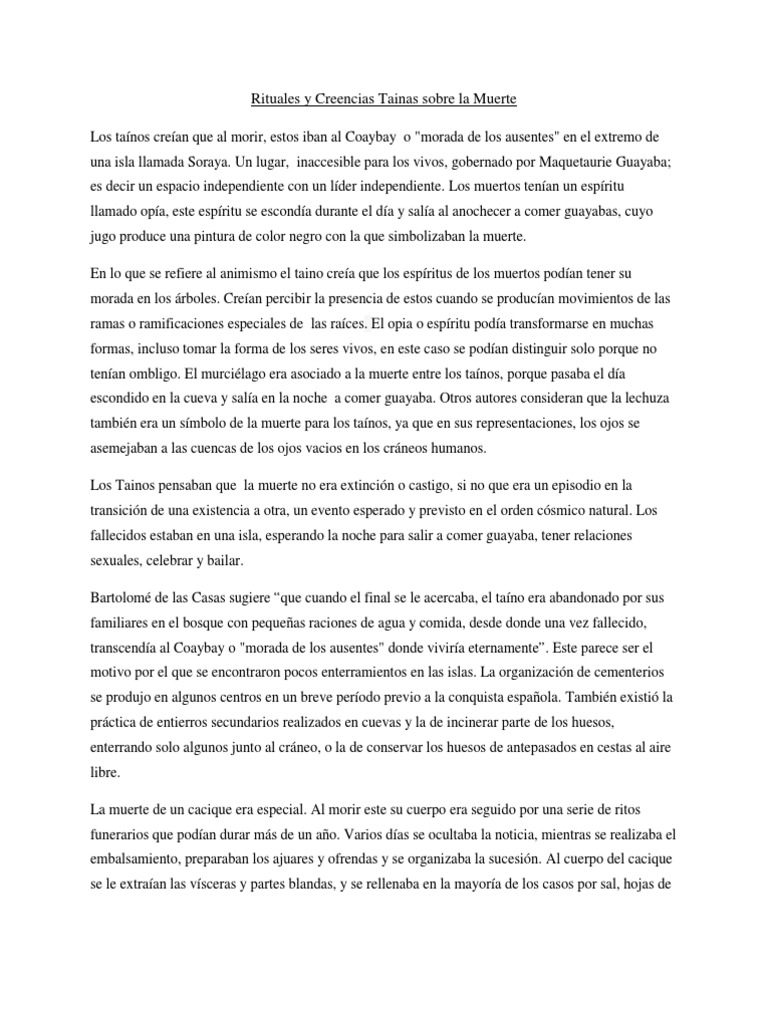 Rituales y Creencias Tainas Sobre La Muerte | PDF | Muerte | Rituales