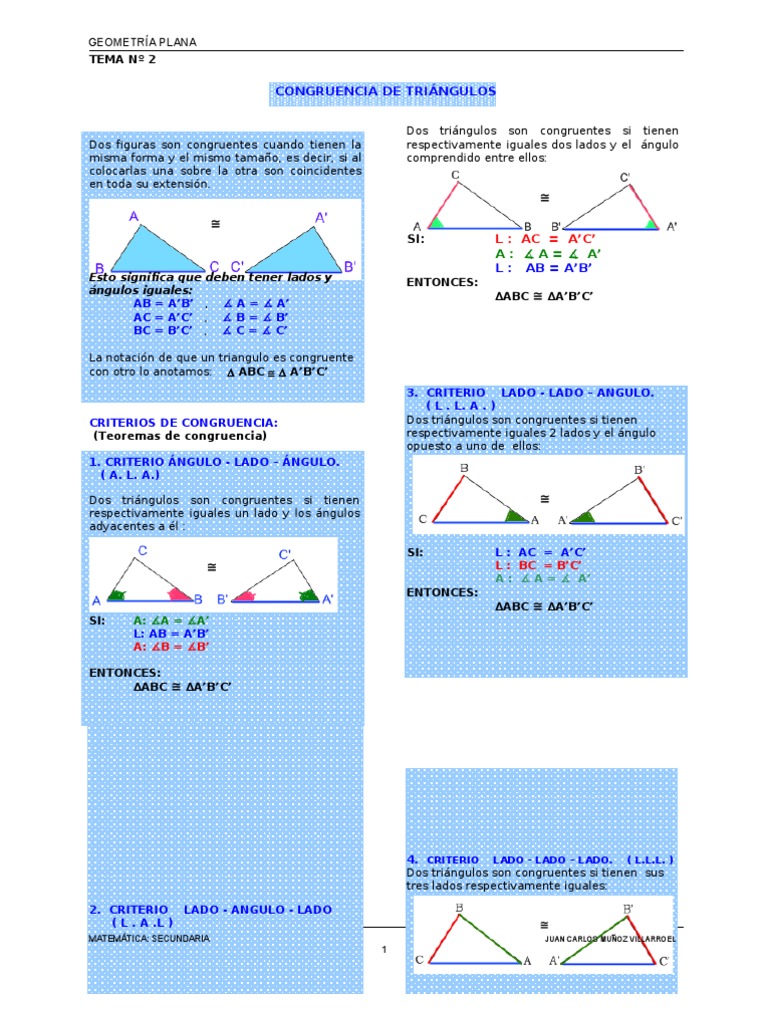 CONGRUENCIA DE TRIÁNGULOS.doc | PDF | Triángulo | Objetos geométricos
