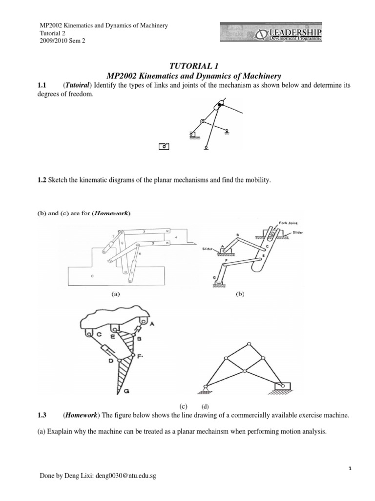 MP2002-Tut 1 | PDF | Machine (Mechanical) | Classical Mechanics