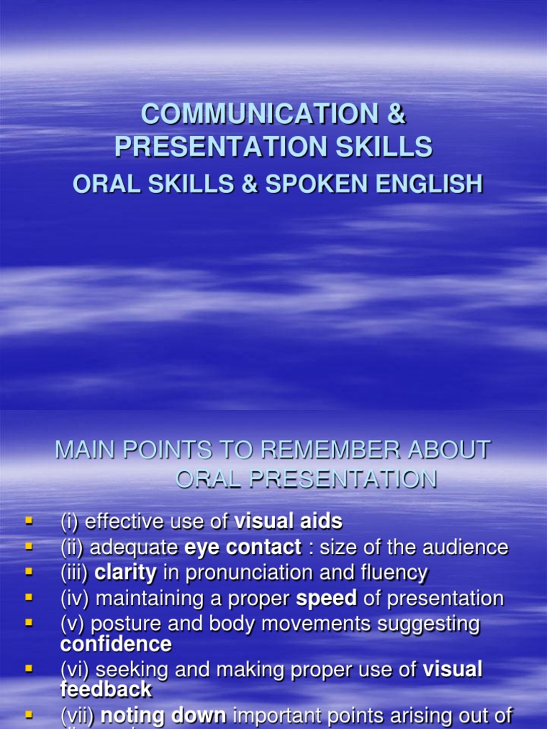 Communication & Presentation Skills: Oral Skills & Spoken English | PDF ...