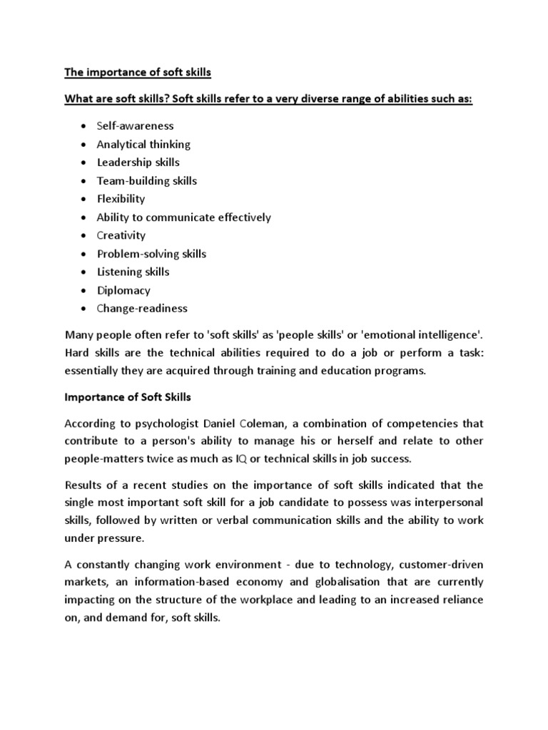 The Importance of Soft Skills | PDF | Skill | Communication