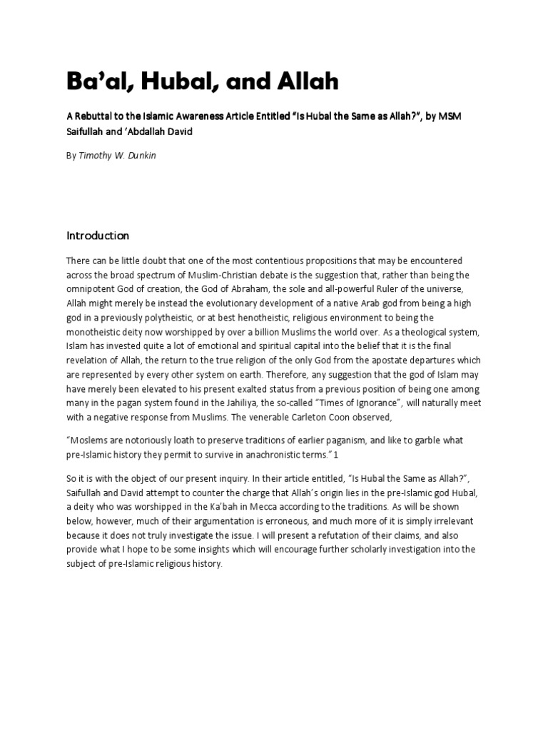 Ba'Al Hubal and Allah | PDF | Allah | Muhammad