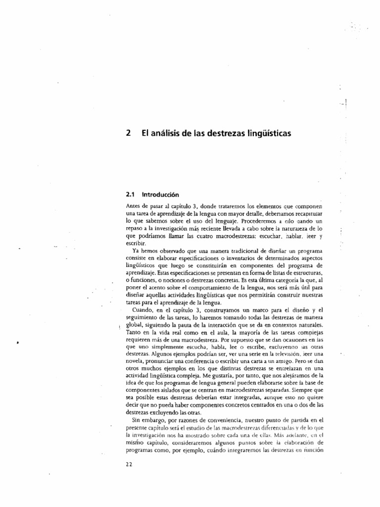 El Analisis de Las Destrezas Linguisticas | PDF | Lectura (proceso ...