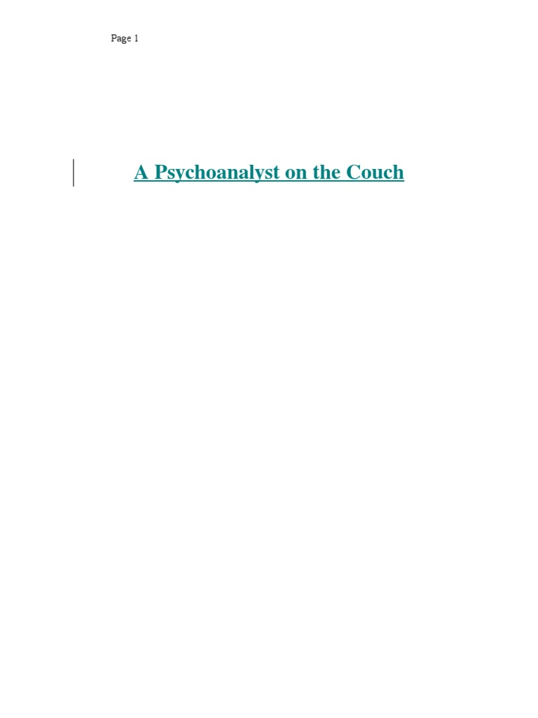 A Psychoanalyst On The Couch | PDF | Psychiatrist | Psychoanalysis