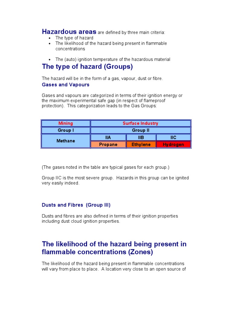 Hazardous Areas Are Defined by Three Main Criteria | PDF | Gases ...