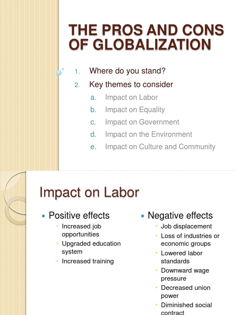 Globalization Pros And Cons