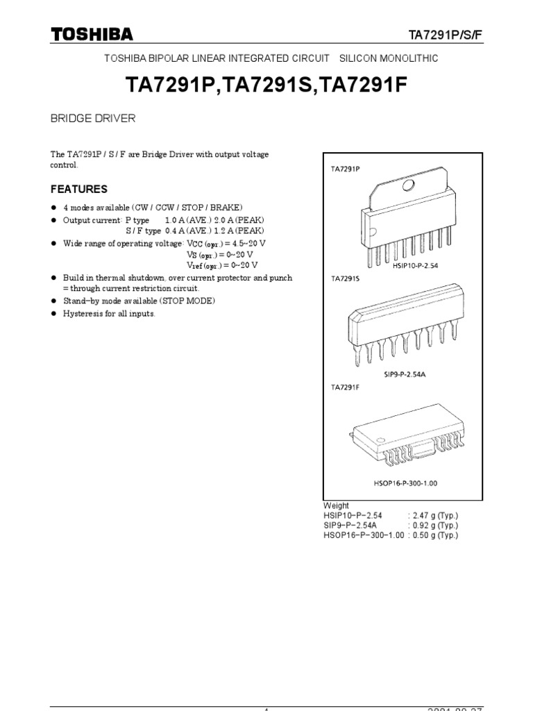 TA7291P | PDF | Reliability Engineering | Safety